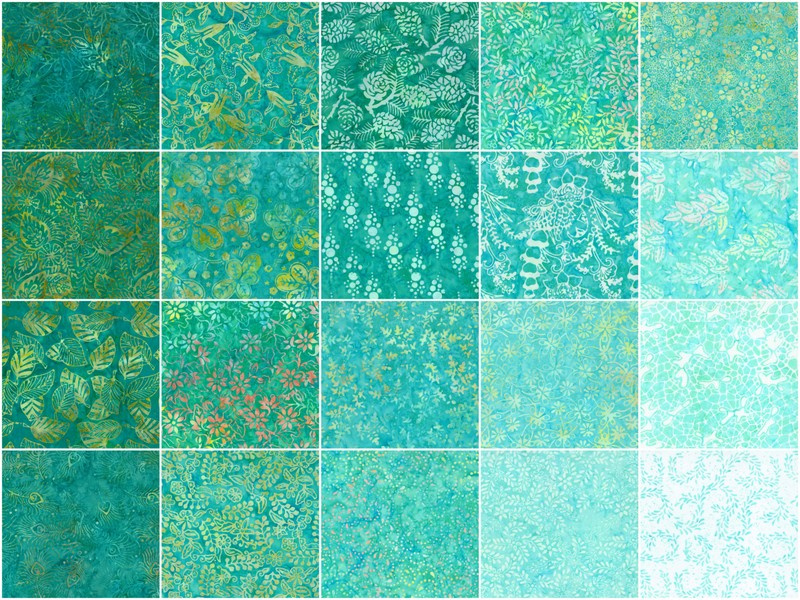 Maywood Studio – 2.5″ Strip Set – Java Batiks – Bright Turquoise Blues ...