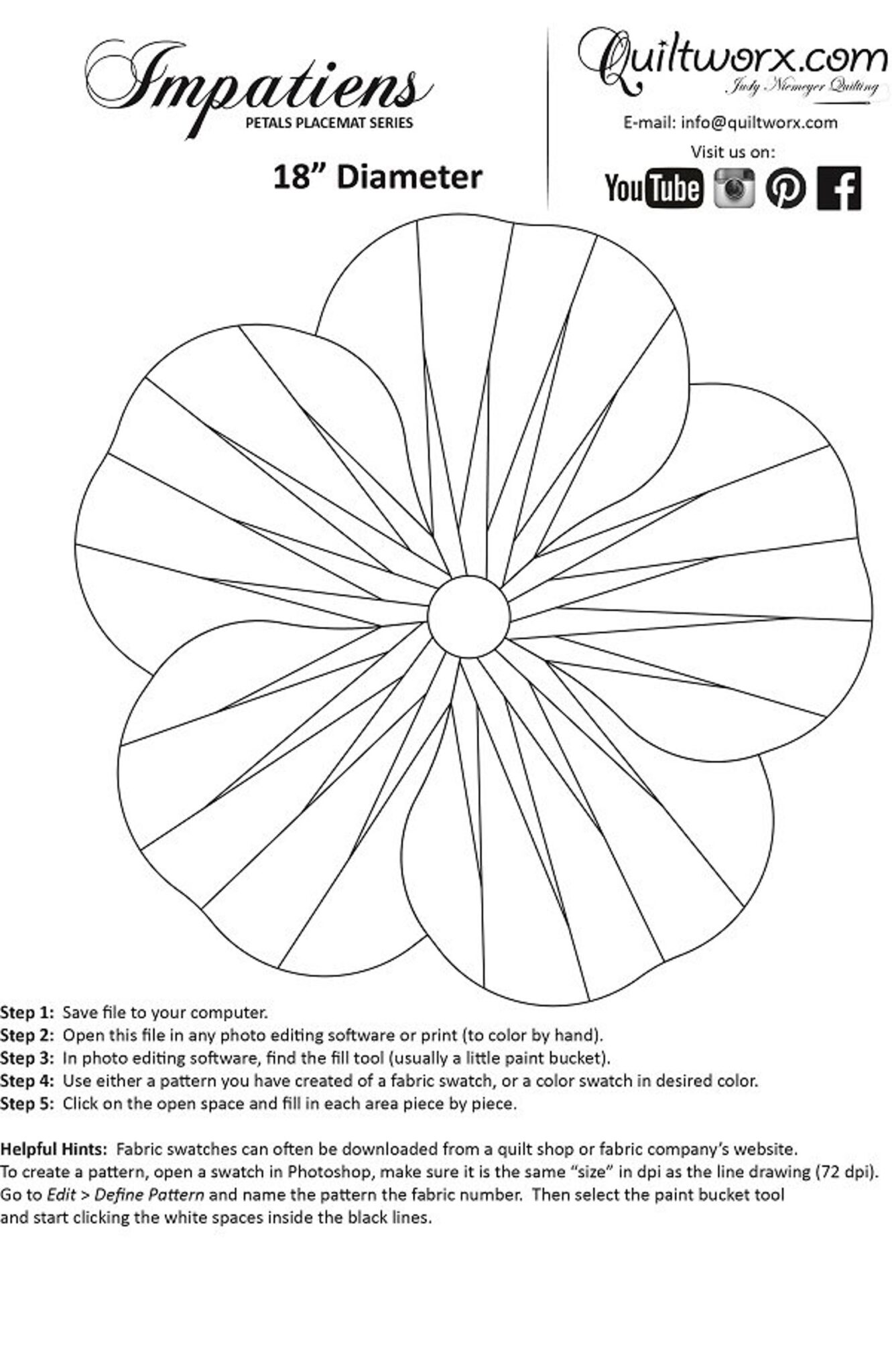 Impatiens – Foundation Paper Piecing Pattern – Quiltworx – Judy ...