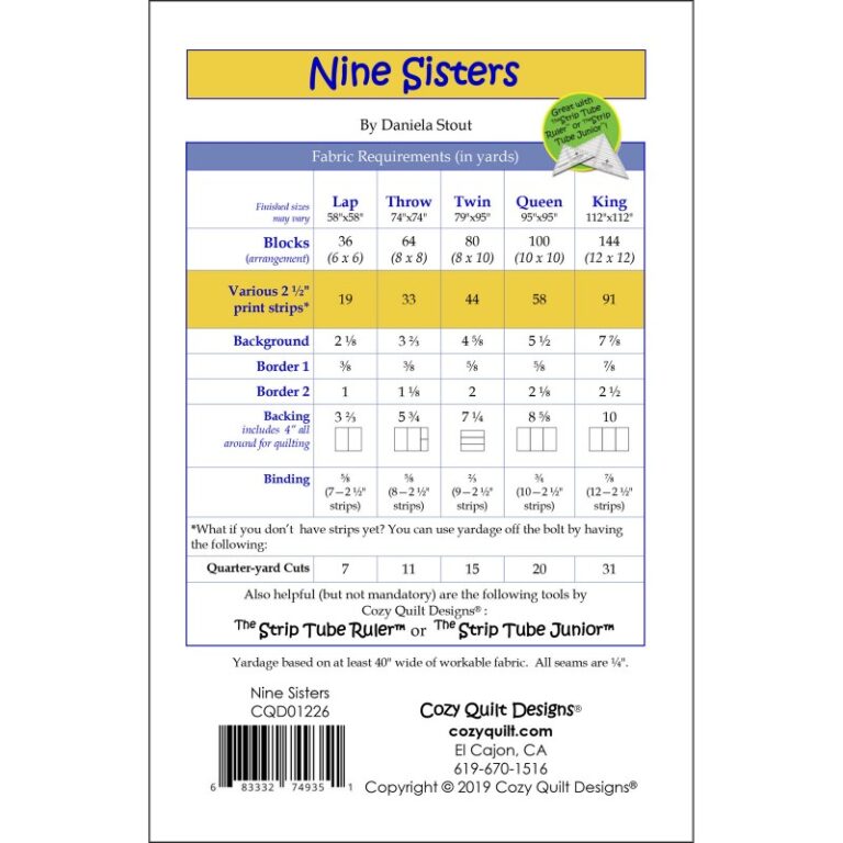 Nine Sisters Quilt Pattern – Cozy Quilt Designs – Daniela Stout – Strip ...