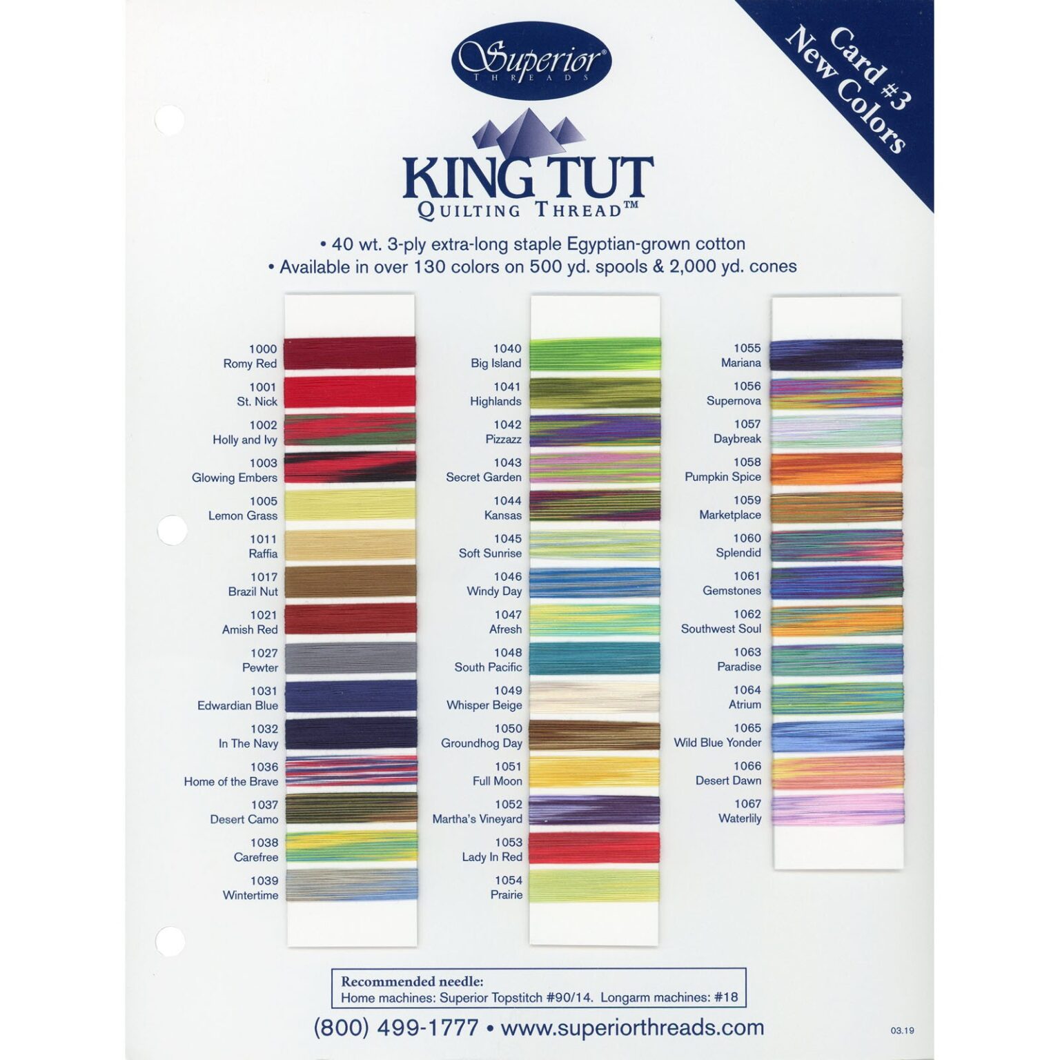 KING TUT Color Card #3 – Superior Threads – CREEKSIDE QUILTS