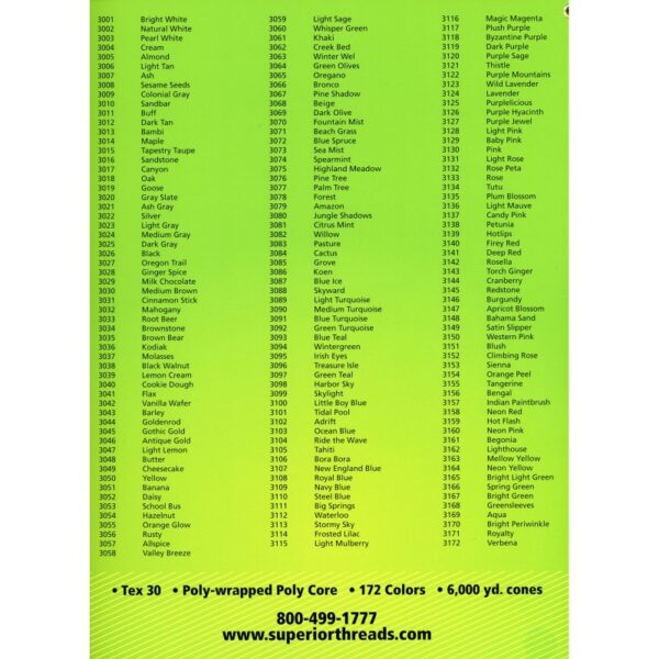 OMNI Color Card – Superior Threads – CREEKSIDE QUILTS