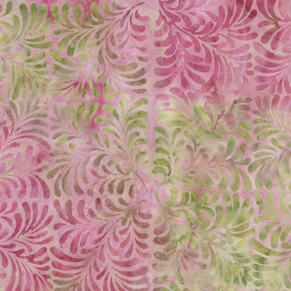Island Batik – IB 112024305 – Pink Ice 4 Squared Leaves – Sunset Plumes ...
