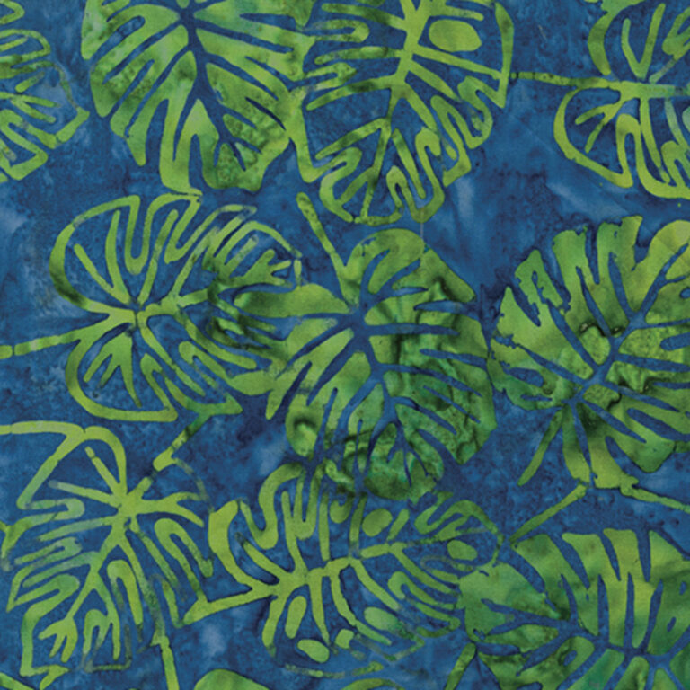 Benartex – BEN9216-55 – Navy Emerald Monstera – Bali Lagoon Batik ...