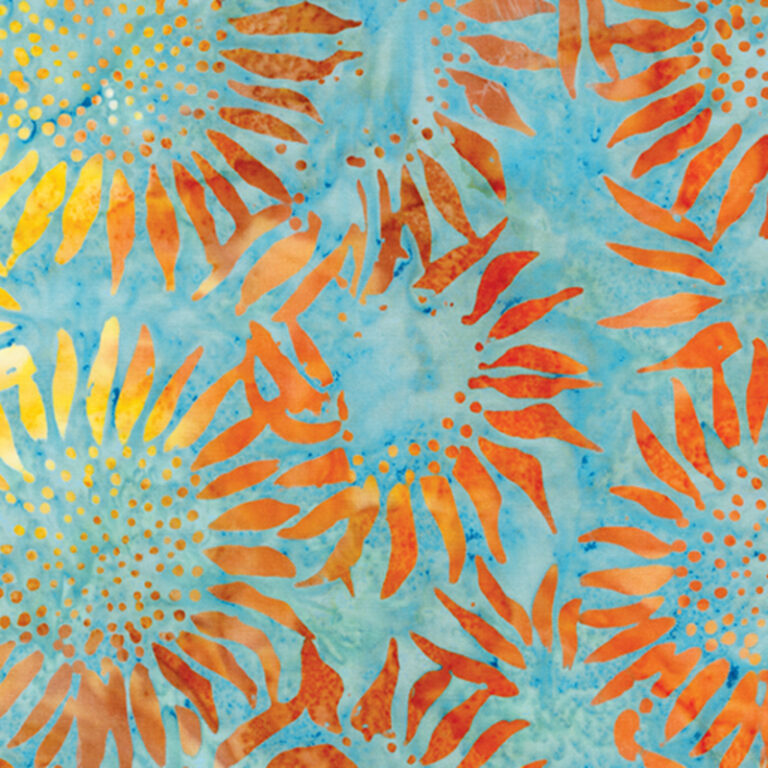 Benartex – BEN13704-84 – Turquoise Golden Sunflowers – Bali Sunflower ...