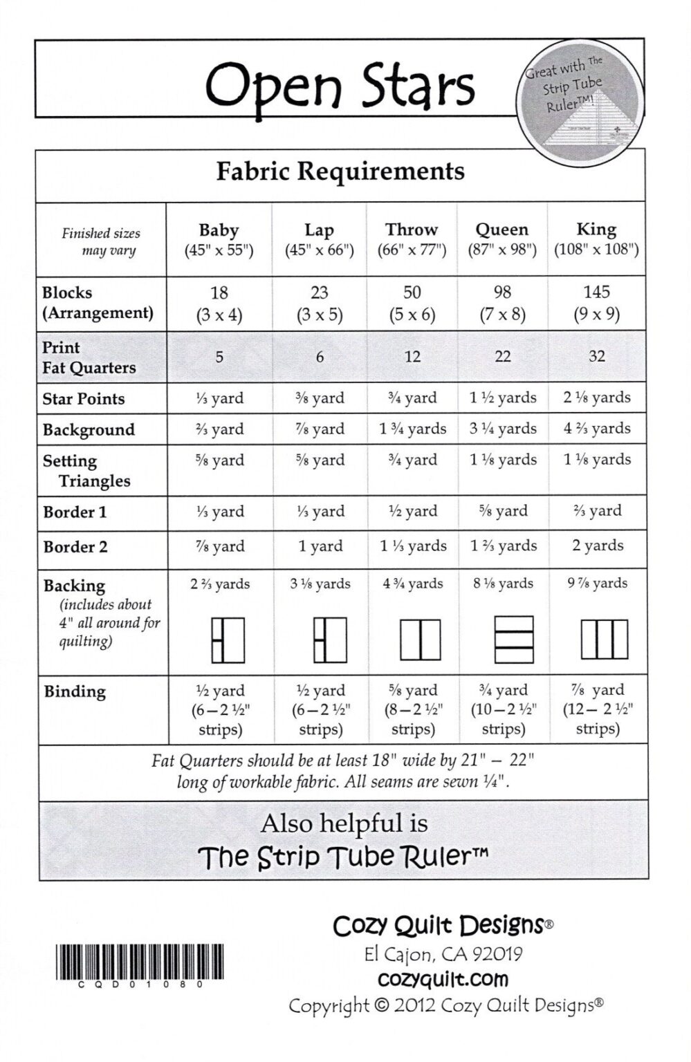 Open Stars Quilt Pattern – Cozy Quilt Designs – Daniela Stout – Fat ...