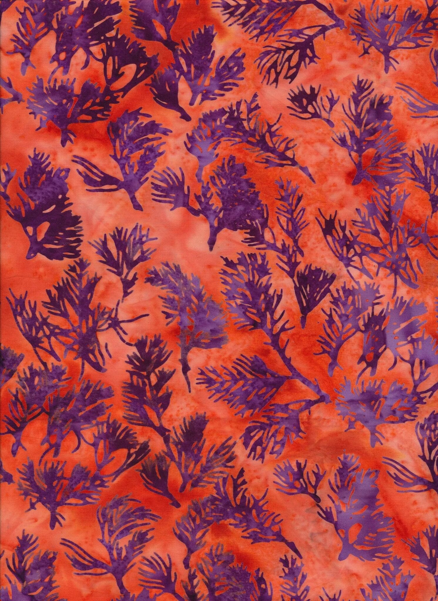 Majestic Batiks – Northwest Sunset 527 – Orange Leaves – Batik Fabric ...