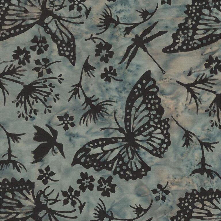 Batik Textiles – 5832 – Grey Black Butterflies – Butterfly Dreams ...