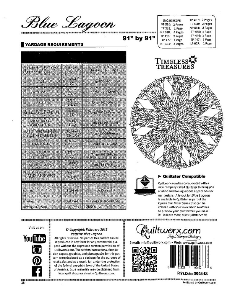 Blue Lagoon – Foundation Paper Piecing Quilt Pattern – Quiltworx – Judy ...