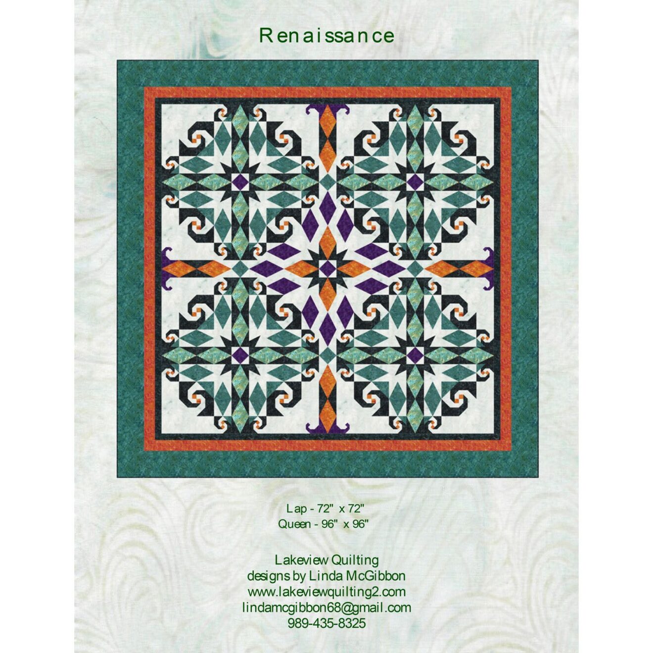 Renaissance Quilt Pattern – Lakeview Quilting – Linda McGibbon – Island Batik Copperfield ...