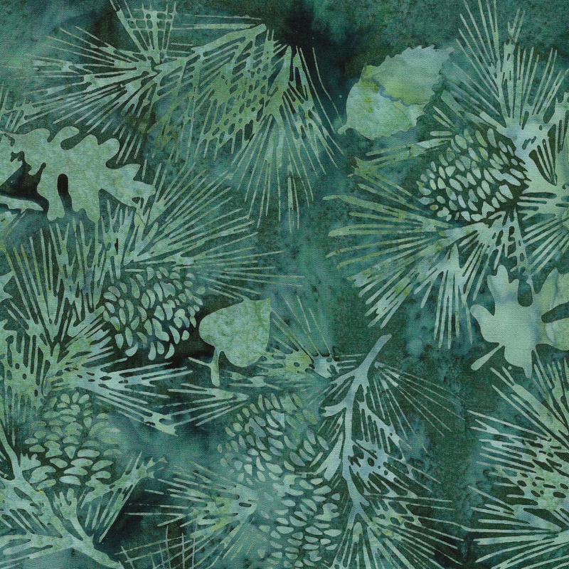 Island Batik – IB 122219985 – Teal Jade Pine Leaves Cone – Maple Island ...
