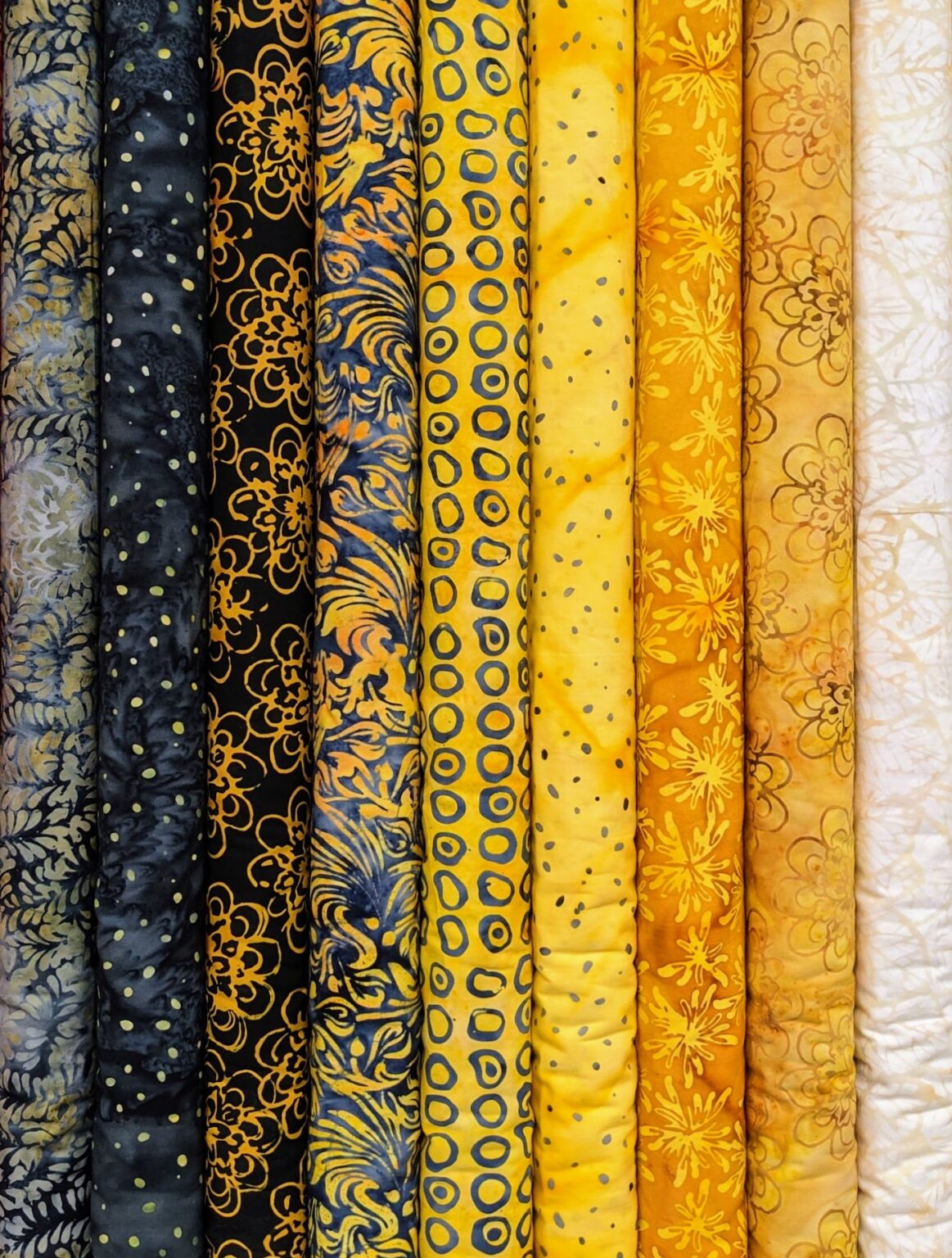 Anthology – 2490Q-X – Gold Blooms – Bumble – Batik Fabric – CREEKSIDE ...