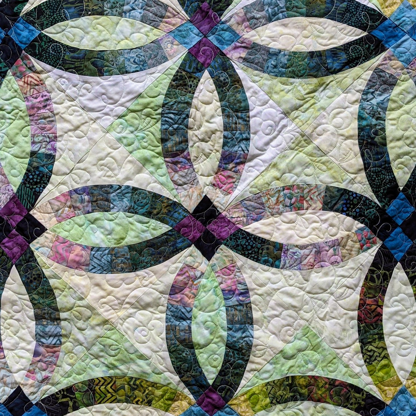 Longarm Quilting for Linda O. – Double Wedding Ring Quilt – CREEKSIDE ...