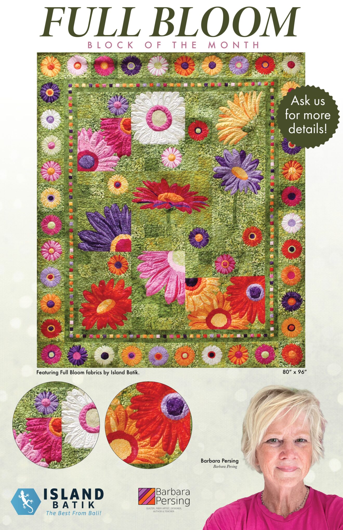 Full Bloom Applique Quilt Pattern – Barbara Persing – Mary Hoover – 10th Anniversary – CREEKSIDE ...