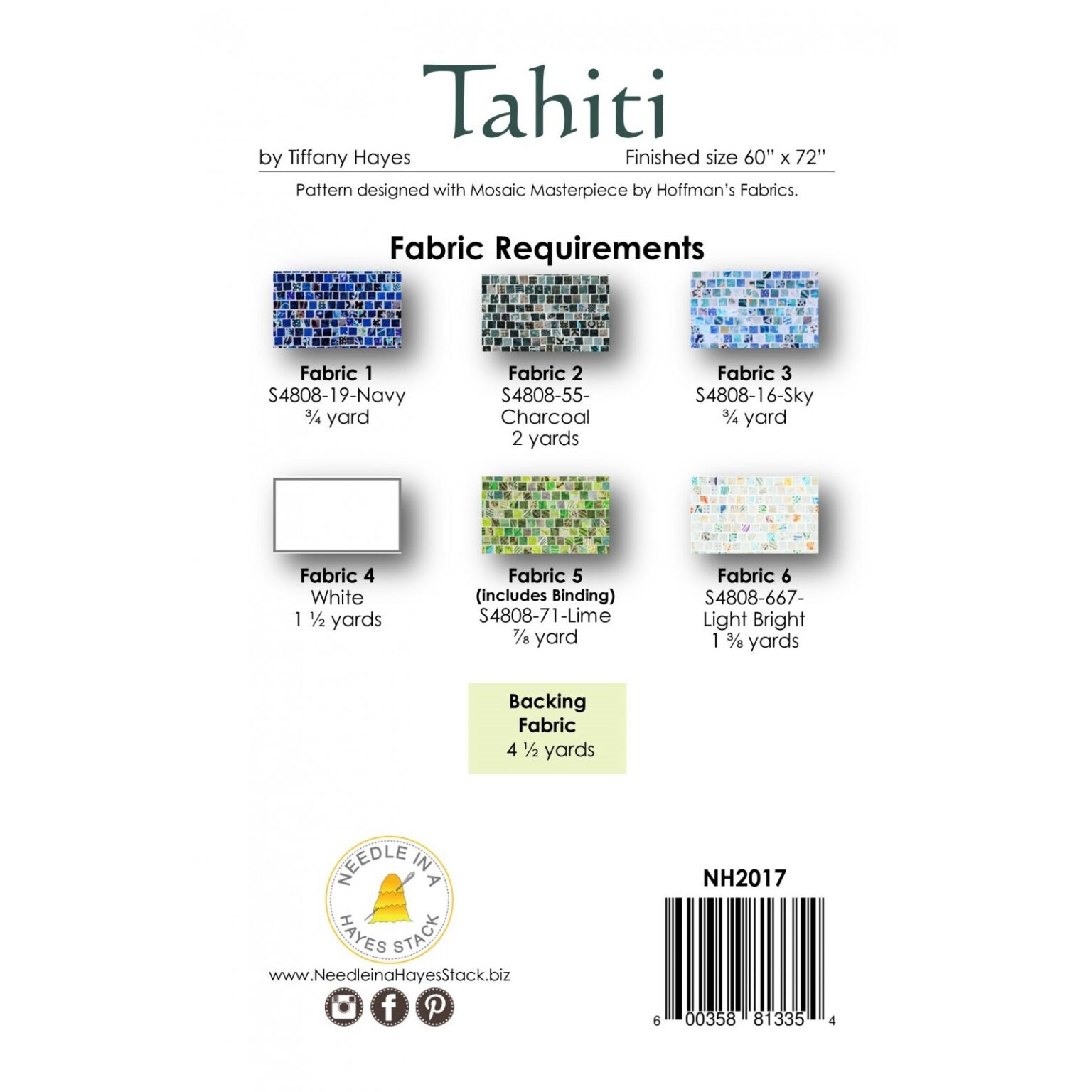 Tahiti Quilt Pattern – Needle In A Hayes Stack – Tiffany Hayes ...