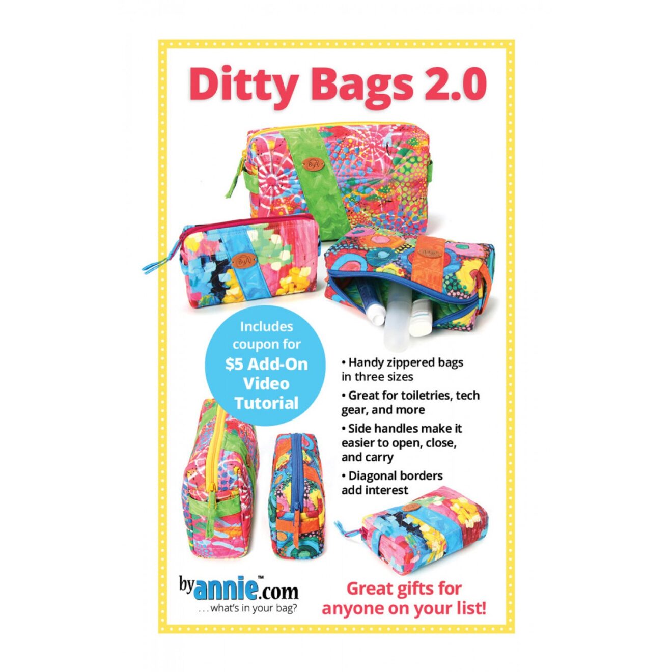 Ditty Bags 2.0 – Sewing Pattern – Byannie.com – Zippered Bag in 3 Sizes ...
