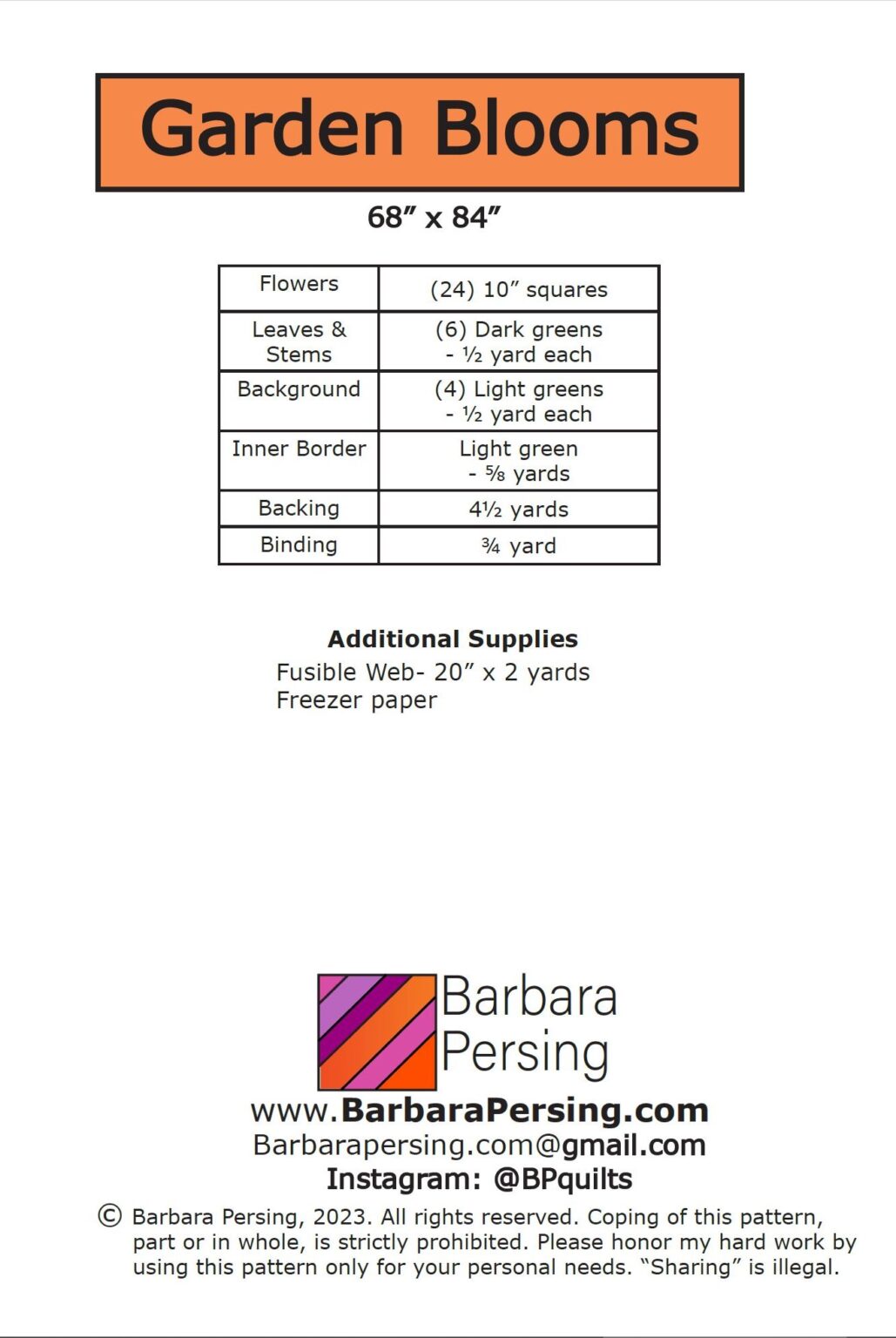 Garden Blooms Applique Quilt Kit – Barbara Persing – CREEKSIDE QUILTS