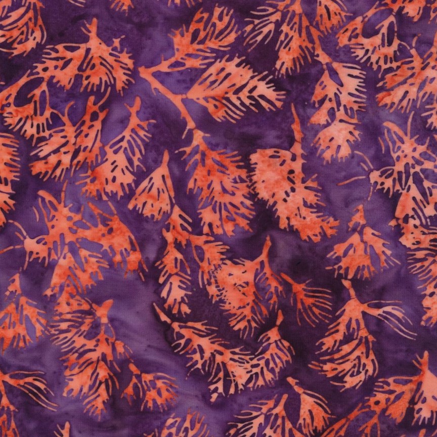 Majestic Batiks – Northwest Sunset 528 – Purple Leaves – Batik Fabric ...