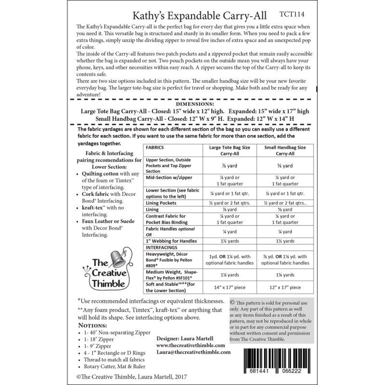 Kathy’s Expandable Carry-All Bag Sewing Pattern – Laura Martell – The ...