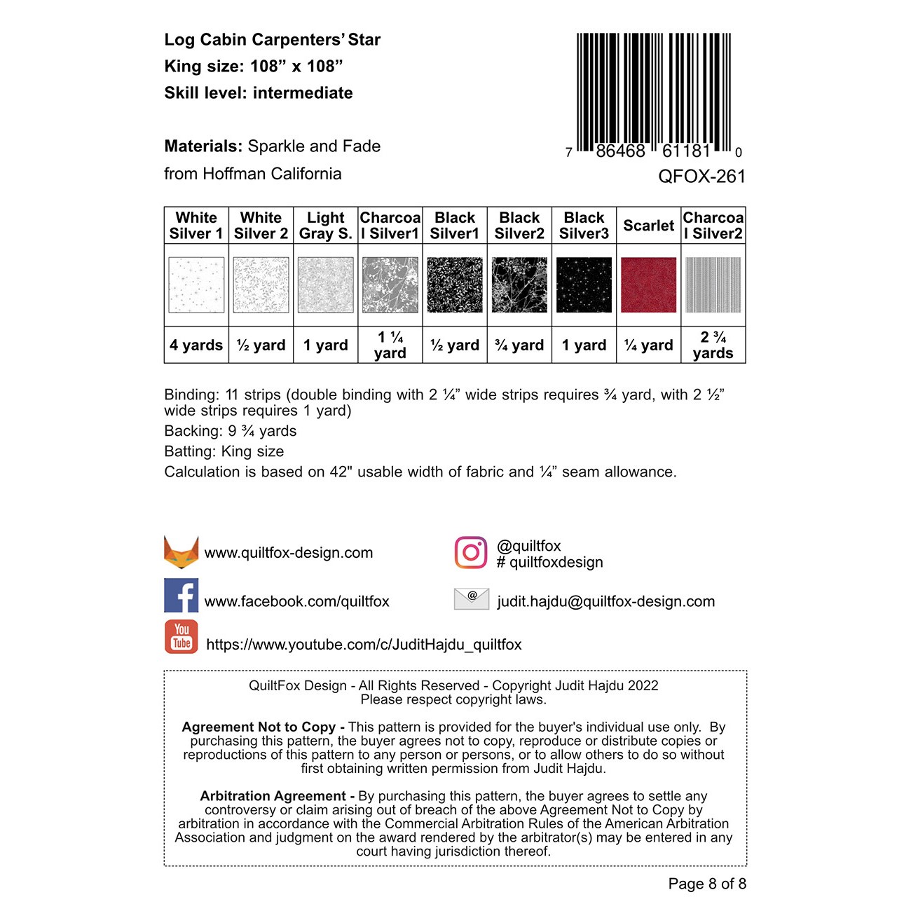 Log Cabin Carpenters Star Quilt Pattern – QuiltFOX Design – Judit Hajdu ...