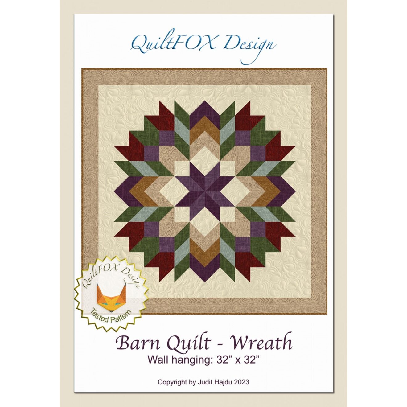Barn Quilt Wreath Pattern – QuiltFOX Design – Judit Hajdu – CREEKSIDE ...