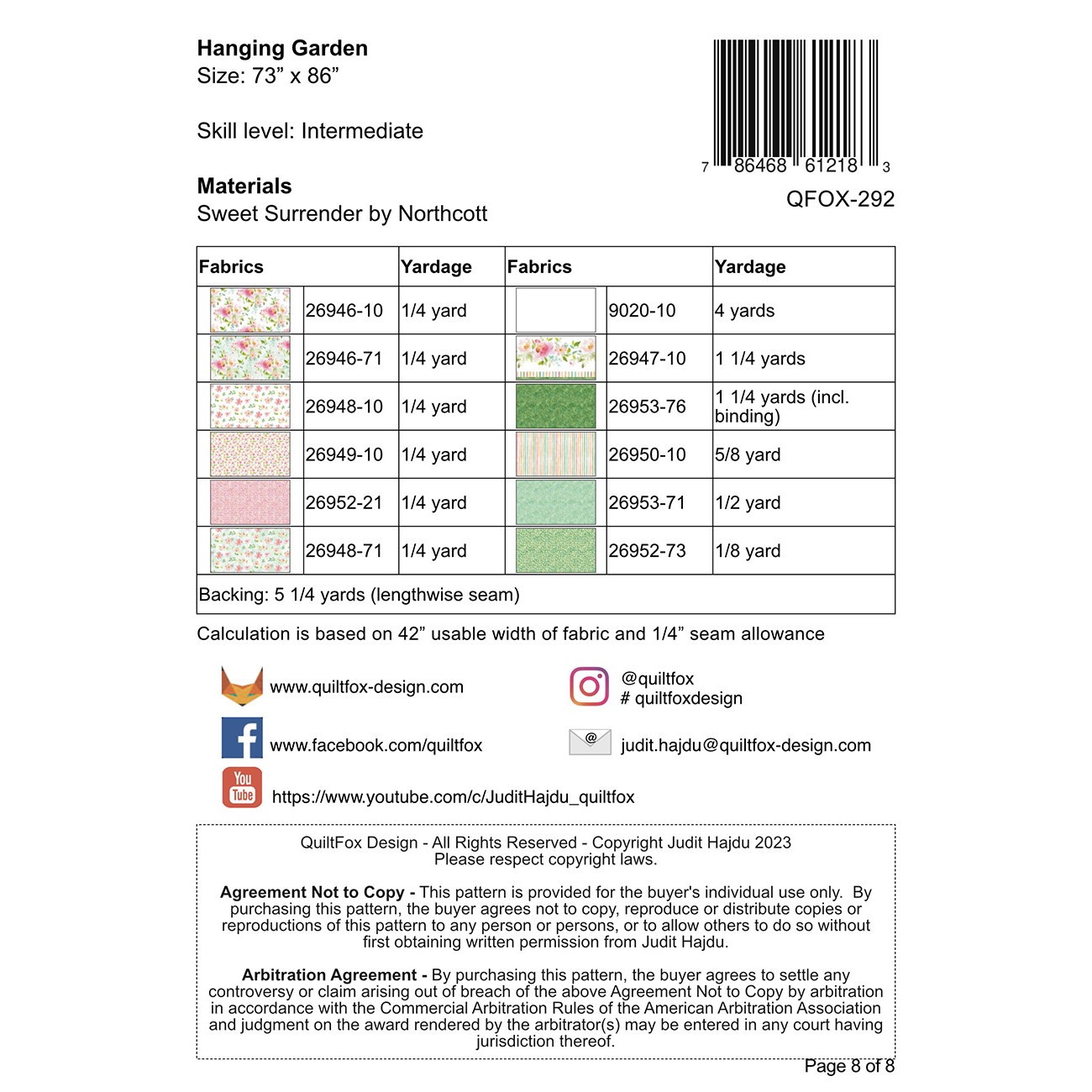 Hanging Garden Sweet Surrender Quilt Pattern – QuiltFOX Design – Judit ...