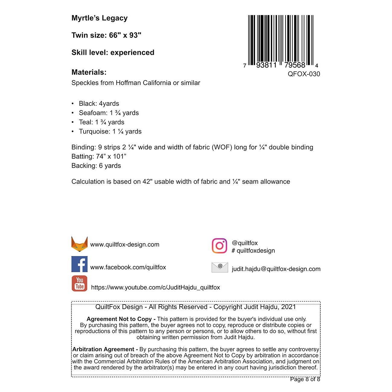 Myrtle’s Legacy Quilt Pattern – QuiltFOX Design – Judit Hajdu ...