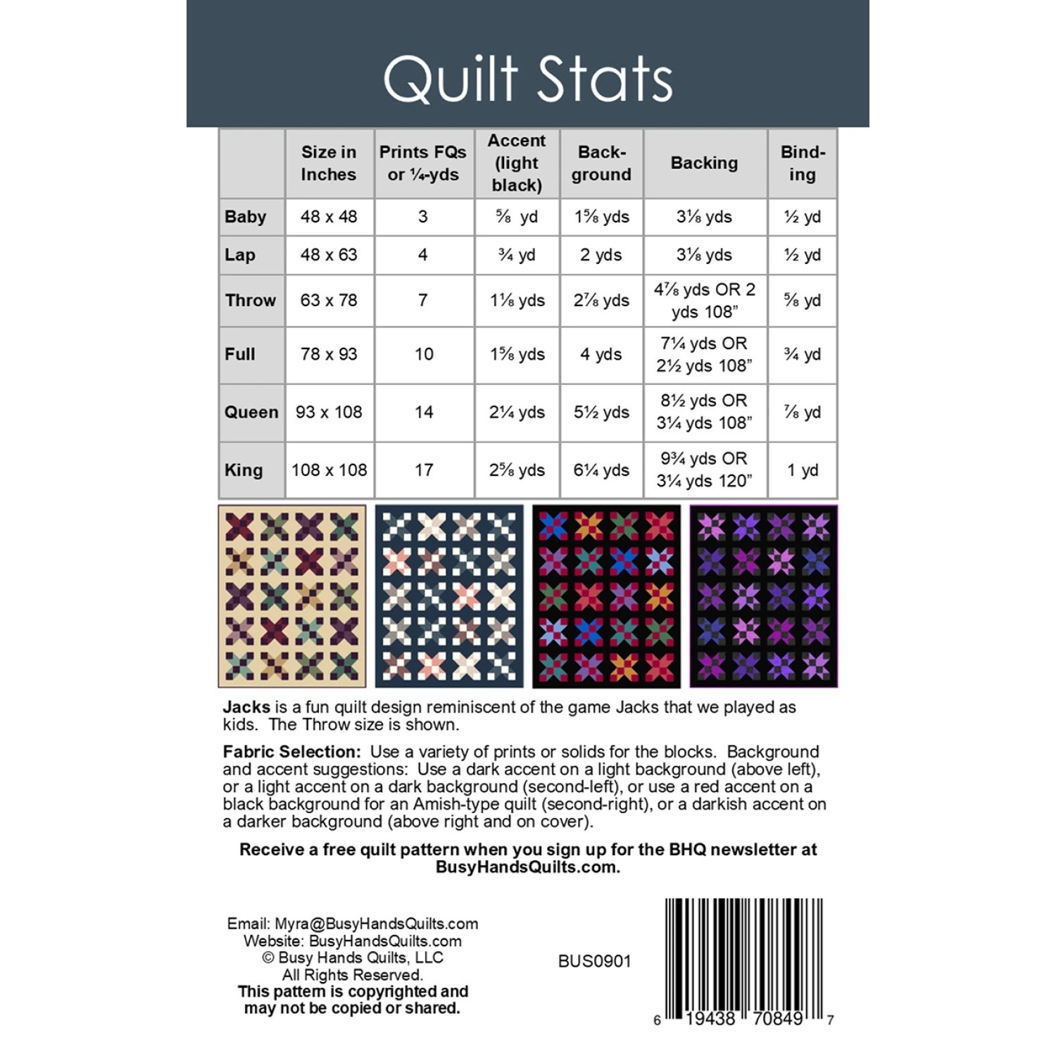 Jacks Quilt Pattern – Busy Hands Quilts – Myra Barnes – CREEKSIDE QUILTS