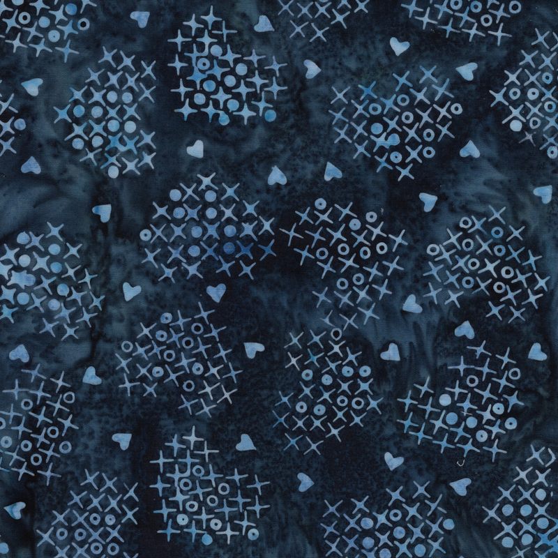 PREORDER: Island Batik – IB 522503585 – Blue Navy Cross Stitch Hearts ...